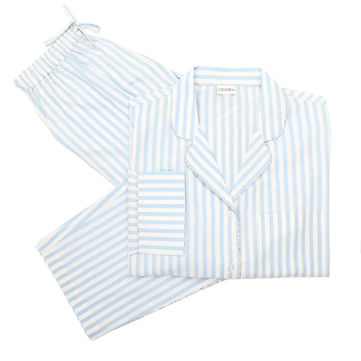 Lenora Classic Striped Capri Pajamas - Blue — Two Friends