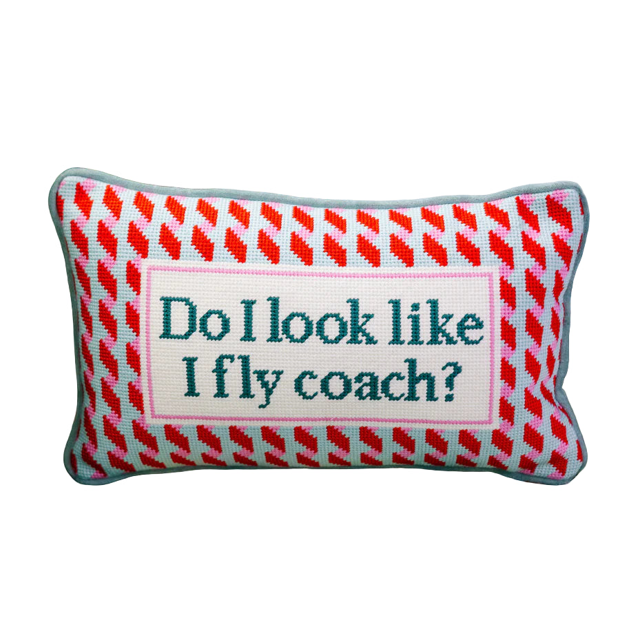 Fly Coach Needlepoint Pillow — Two Friends