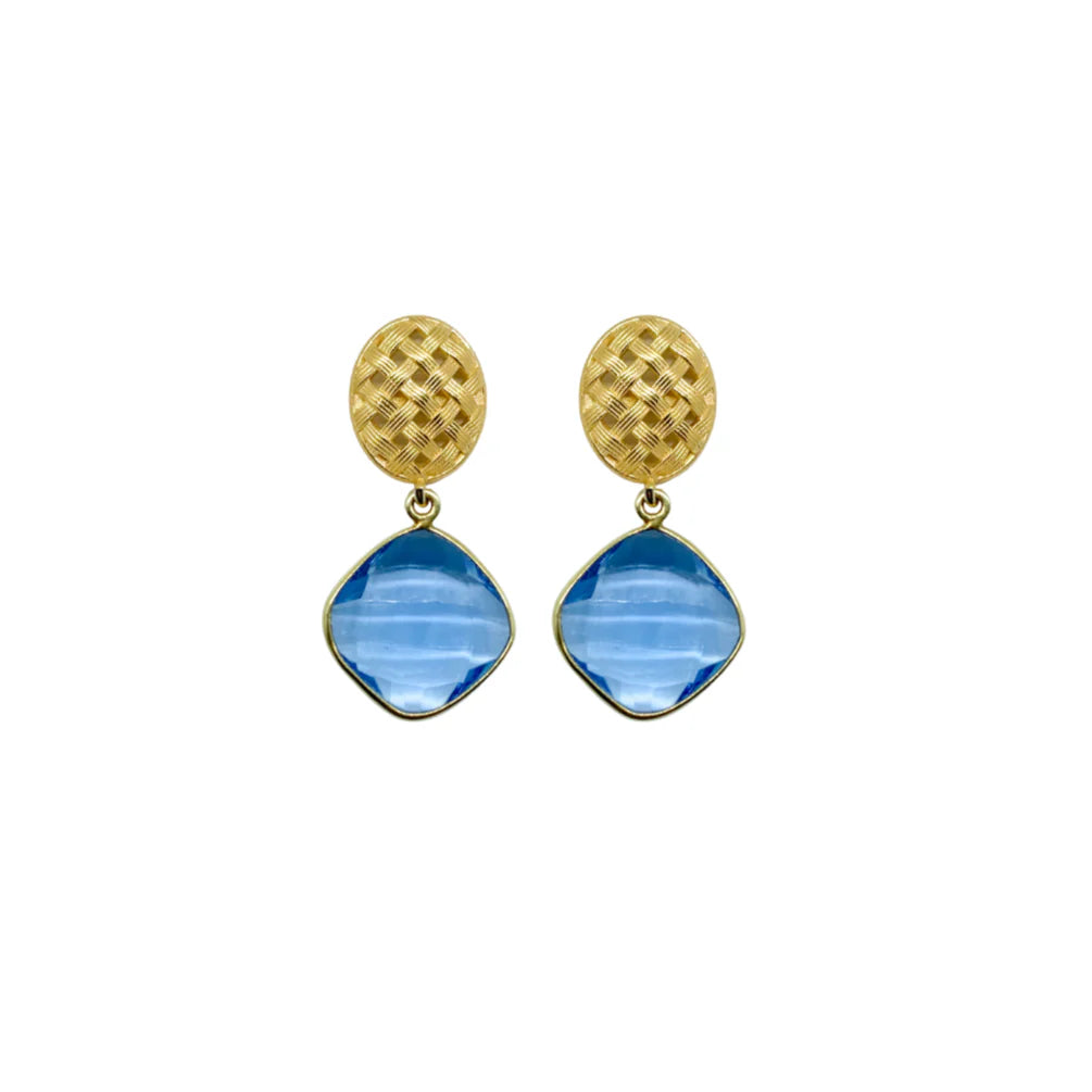 M. Donohue Catherine Gold Lattice & Blue Quartz Earrings — Two Friends