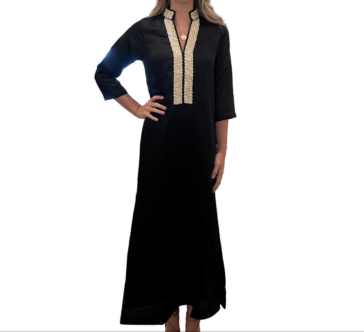 Bella Tu Pearl 3/4 Sleeve Caftan - Black — Two Friends