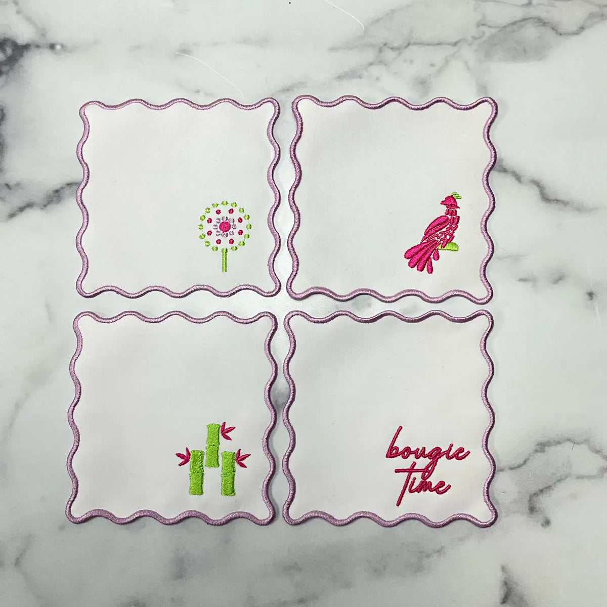 Embroidered Mahjong Cocktail Napkins — Two Friends