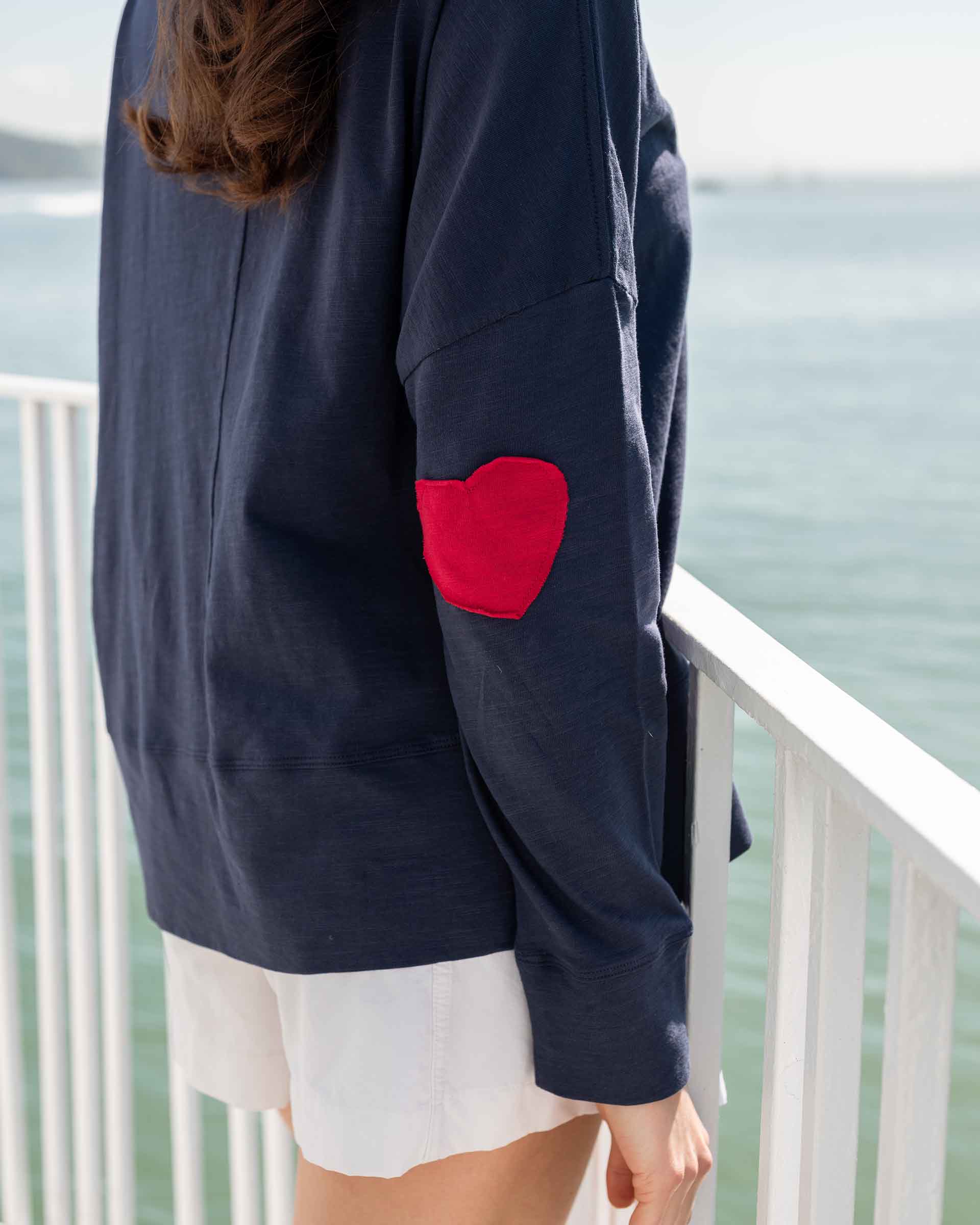 MERSEA Amour Applique Tee - Navy + Red Heart OS — Two Friends